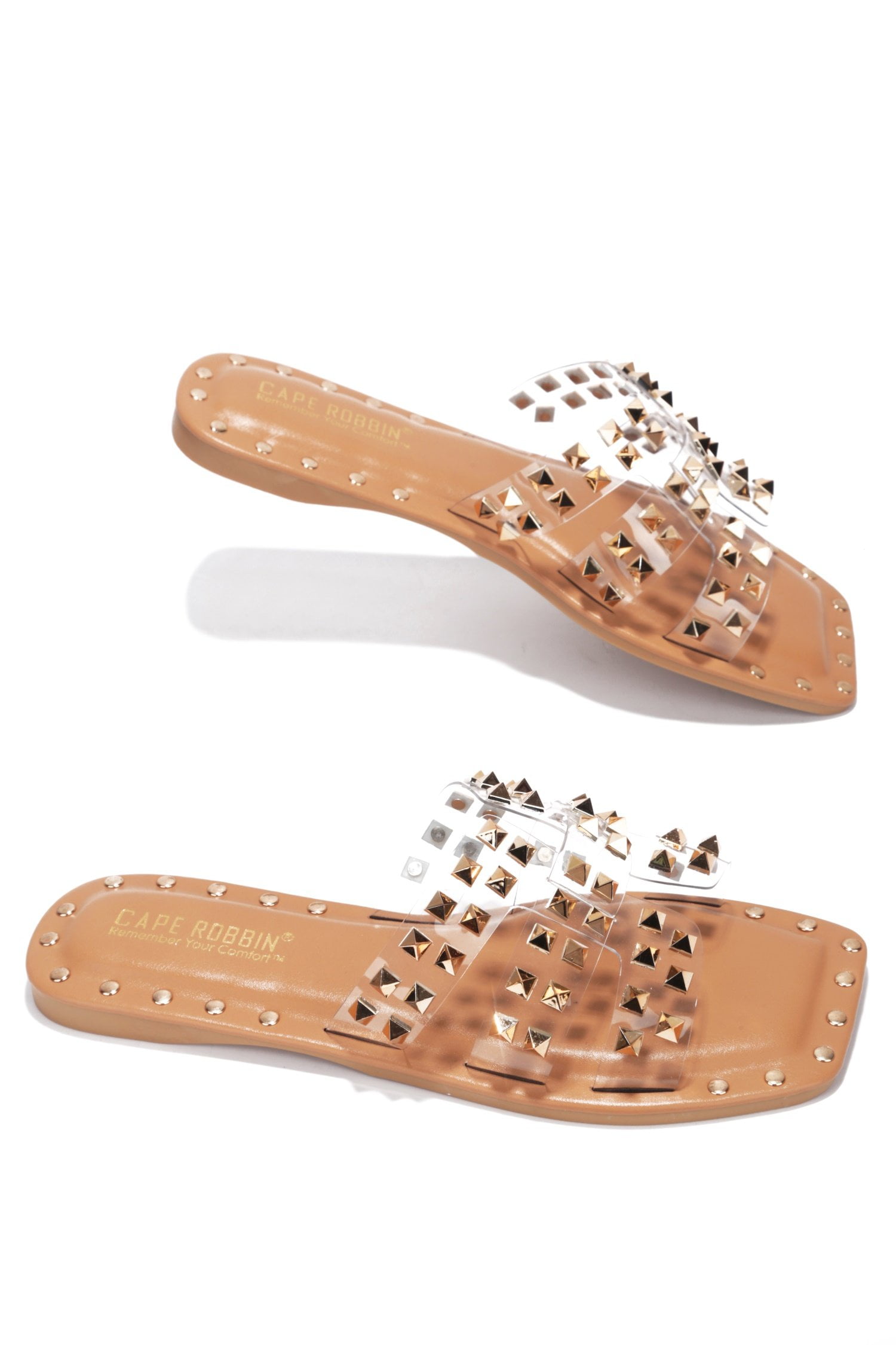 AMISHA DRIVE YOU WILD STUDDED SLIDE ON SANDALS-CLEAR - Walmart.com