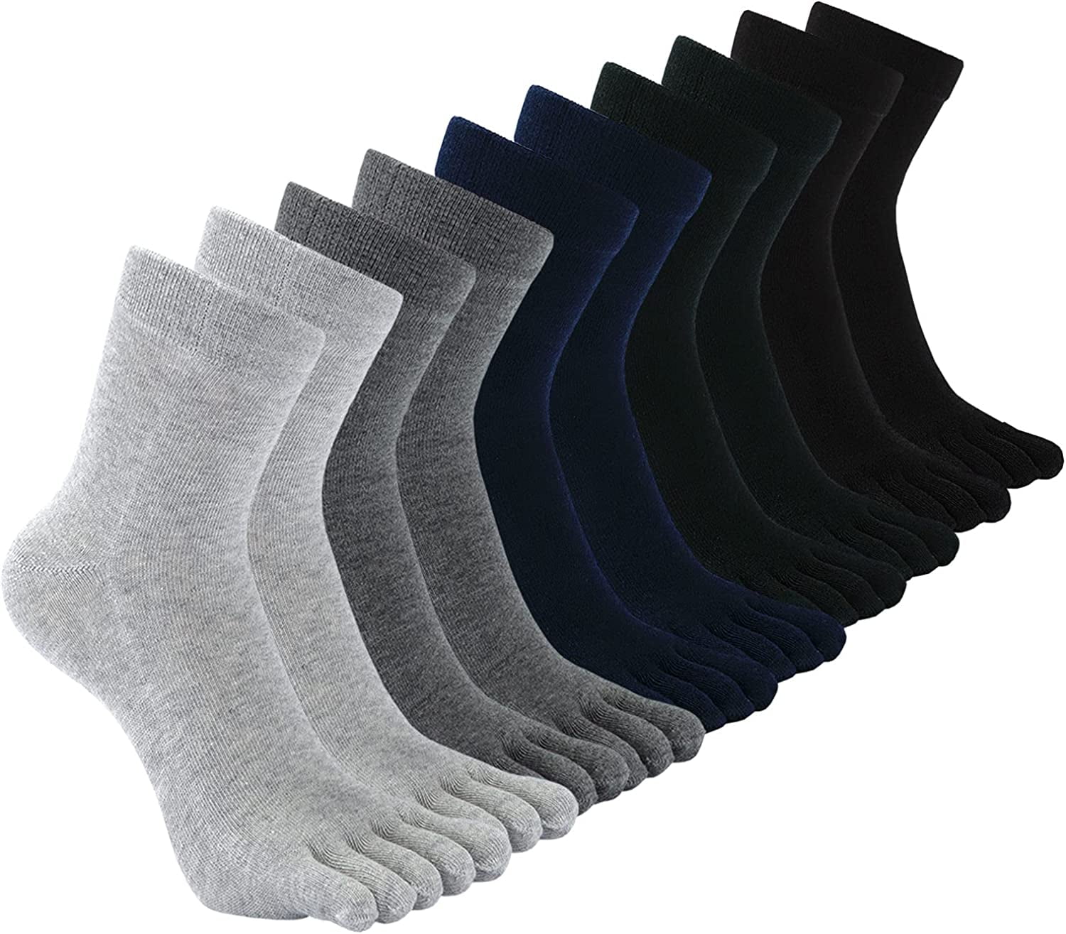 ZFSOCK Premium Athletic Men's Crew Socks, 5 Pairs Cotton Running Sports ...