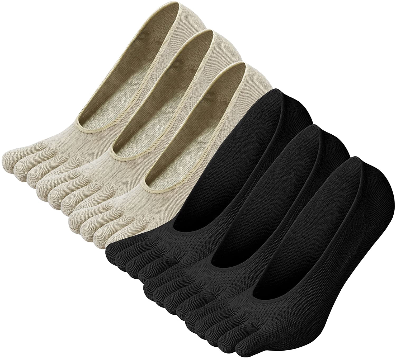 ZFSOCK 6 Pairs Women's Low Cut Toe Socks, Breathable Cotton, Athletic ...
