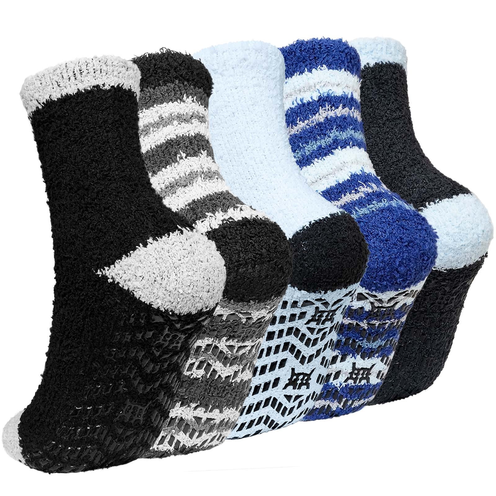 AMITOFO Fuzzy Socks 5 Pairs Slipper Socks for Men Soft Cozy Plush ...