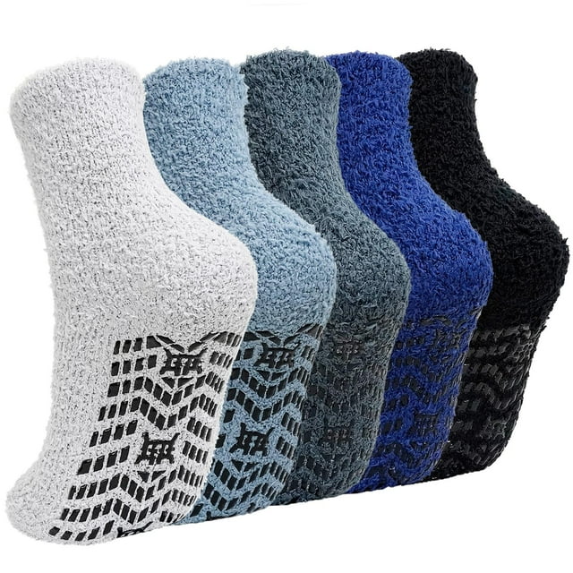 AMITOFO Fuzzy Socks 5 Pairs Slipper Socks for Men Soft Cozy Plush ...