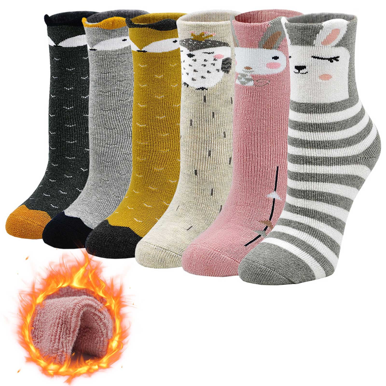 AMITOFO Kids Thermal Socks, Cute Animal Cotton Warm Winter Ankle Crew ...
