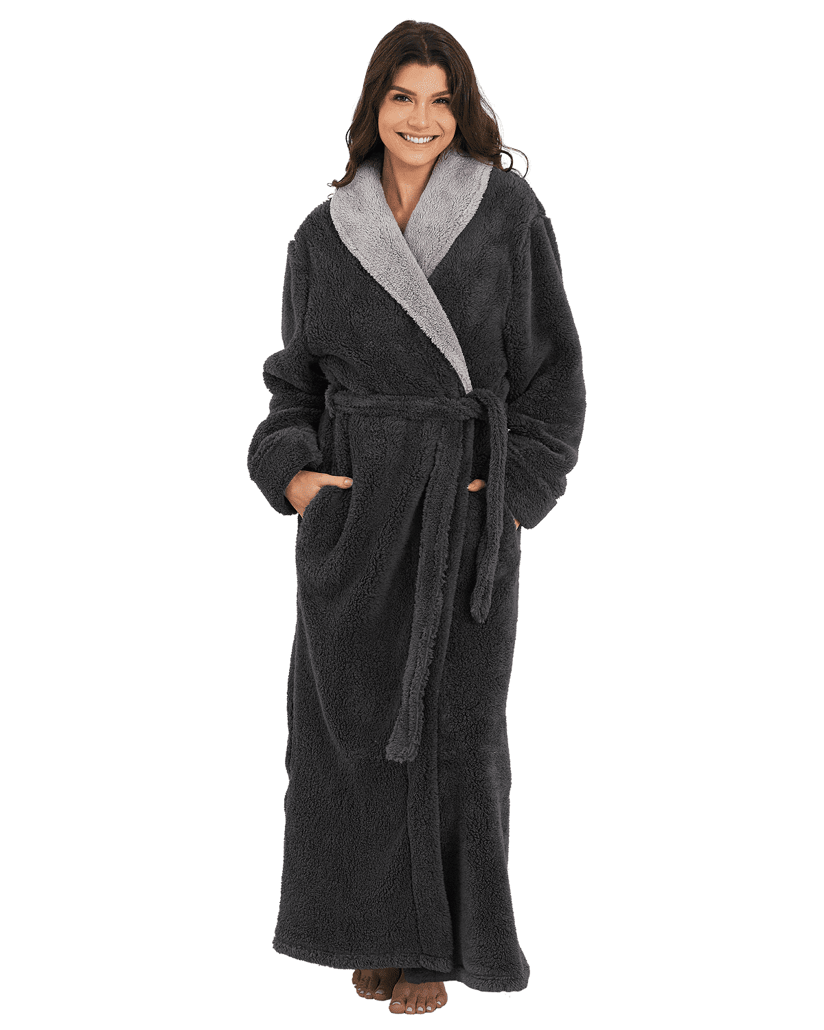 AMITOFO Long Hooded Robes for Women Luxurious Plush Bathrobes with ...