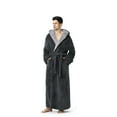 AMITOFO Men's Hooded Bathrobe, Warm Fleece Full-Length Sleepwear, Gray, M-XXL - Walmart.com