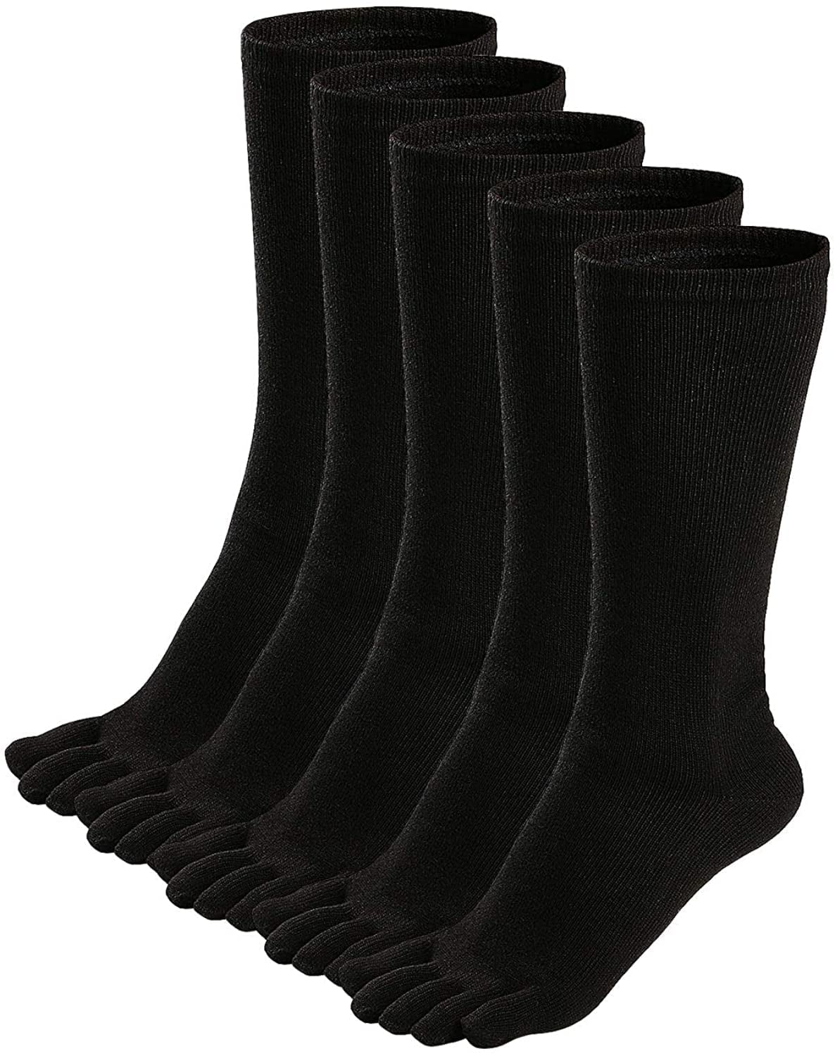 AMITOFO Mens Toe Socks, Cotton Athletic Running Five Finger Crew Socks ...