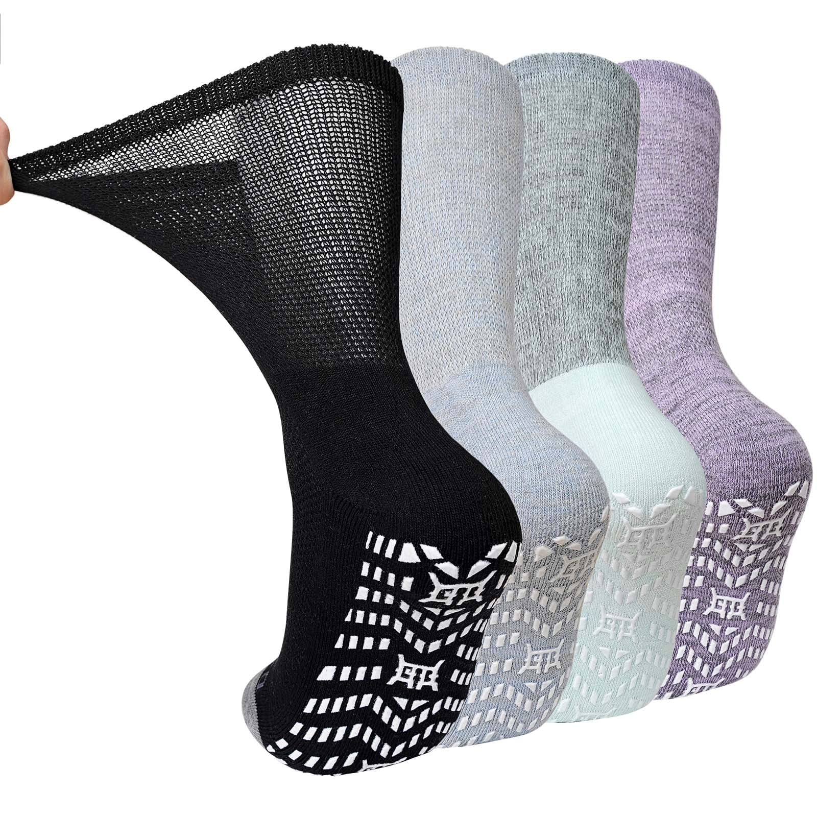 AMITOFO Non-Binding Diabetic Socks with Anti-Slip Grips,4 Pairs Loose ...