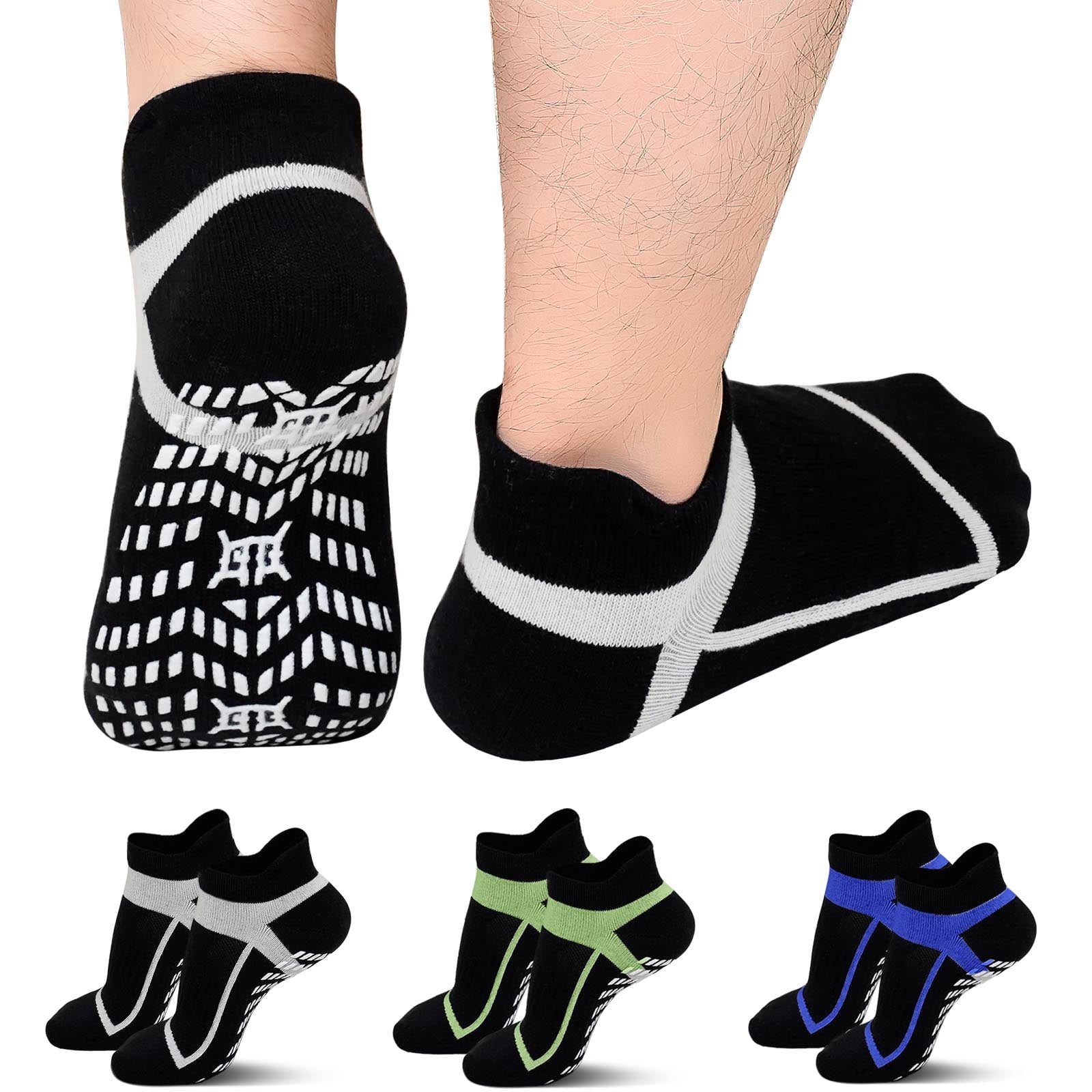 AMITOFO Non-Slip Grip Socks for Men – Anti-Slip Yoga Socks with Gripper ...