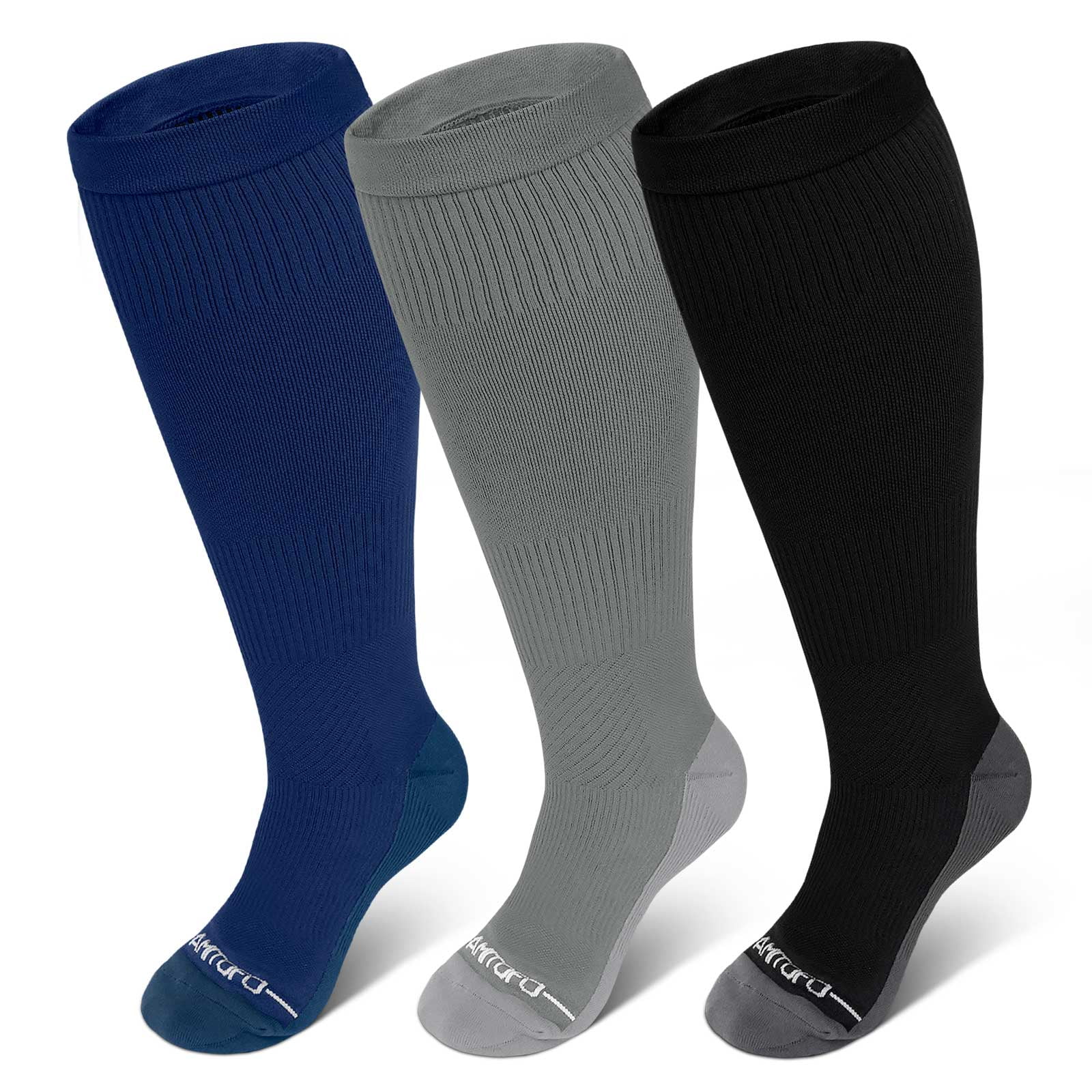 AMITOFO Plus Size Compression Socks Wide Calf for Women Men, 20-30 mmHg ...