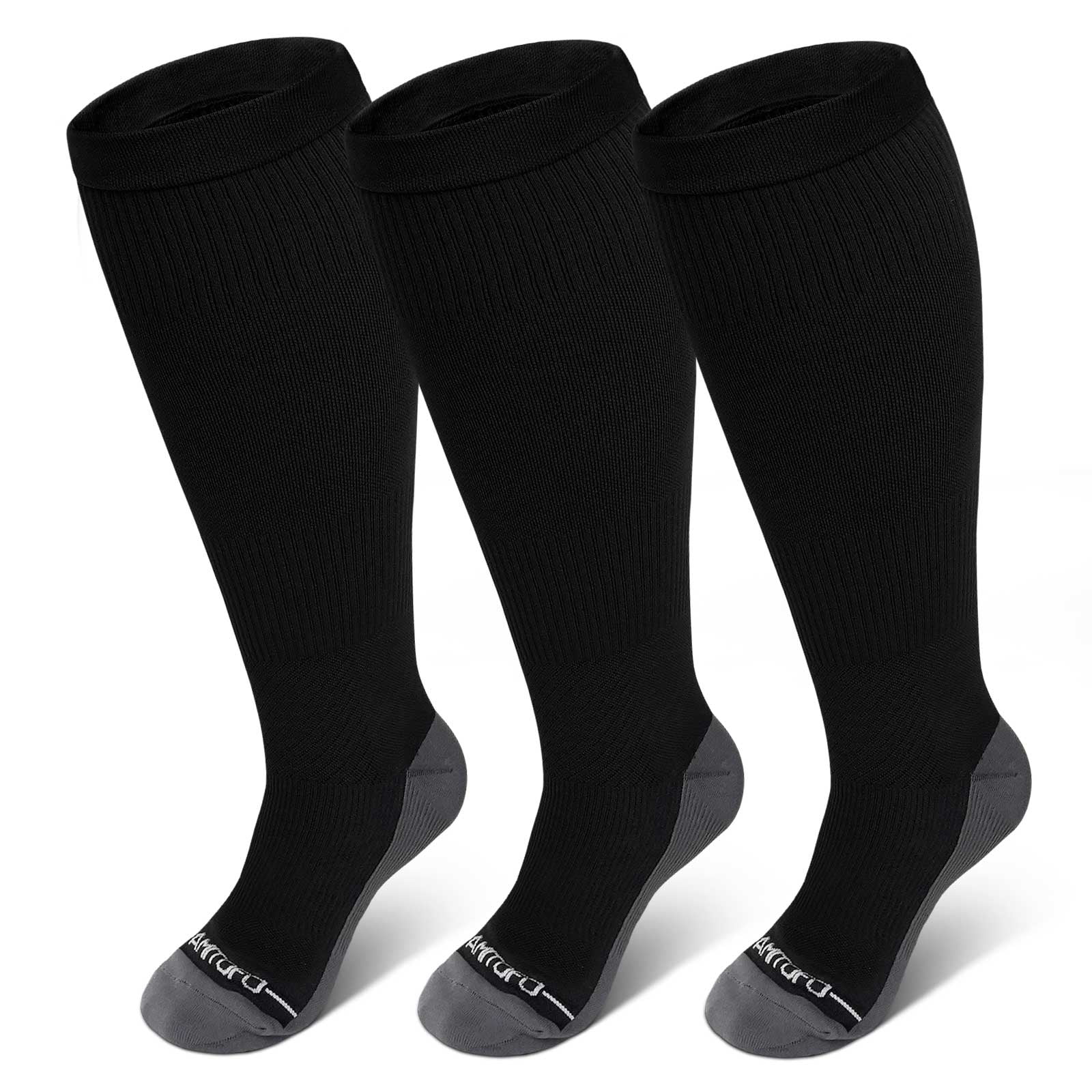 AMITOFO Plus Size Compression Socks Wide Calf for Women Men, 20-30 mmHg ...