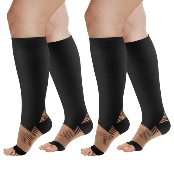 AMITOFO Plus Size Compression Socks for Women & Men – Open Toe, Extra ...