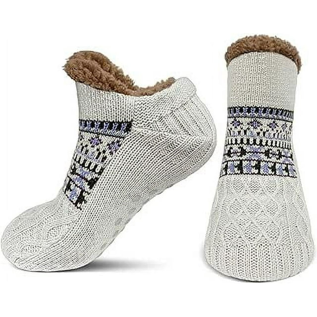 AMITOFO Men's Fuzzy Thermal Socks with Non-Slip Bottom and Christmas ...