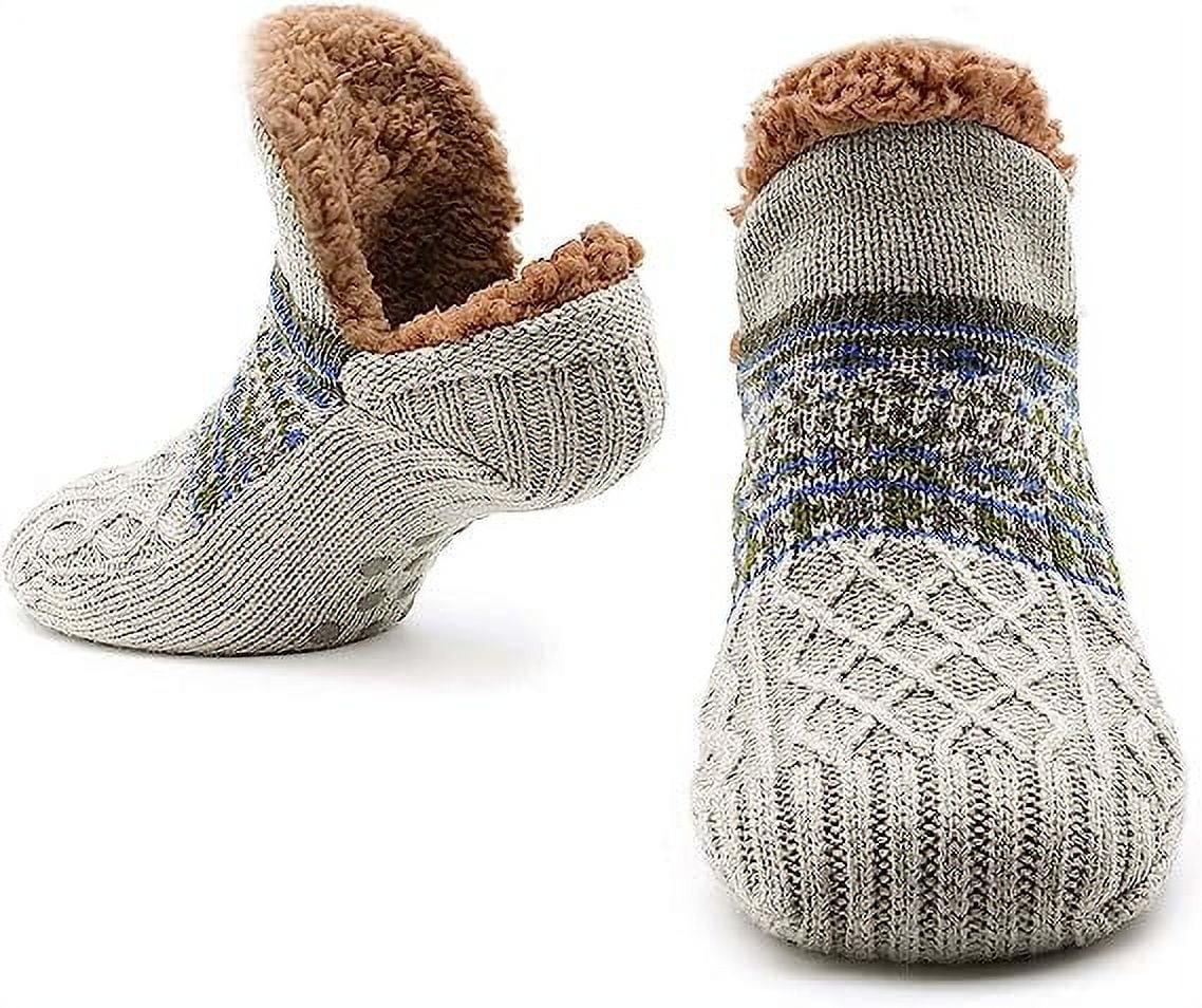 AMITOFO Slipper Socks for Men Thick Thermal Fuzzy Socks Winter Soft ...