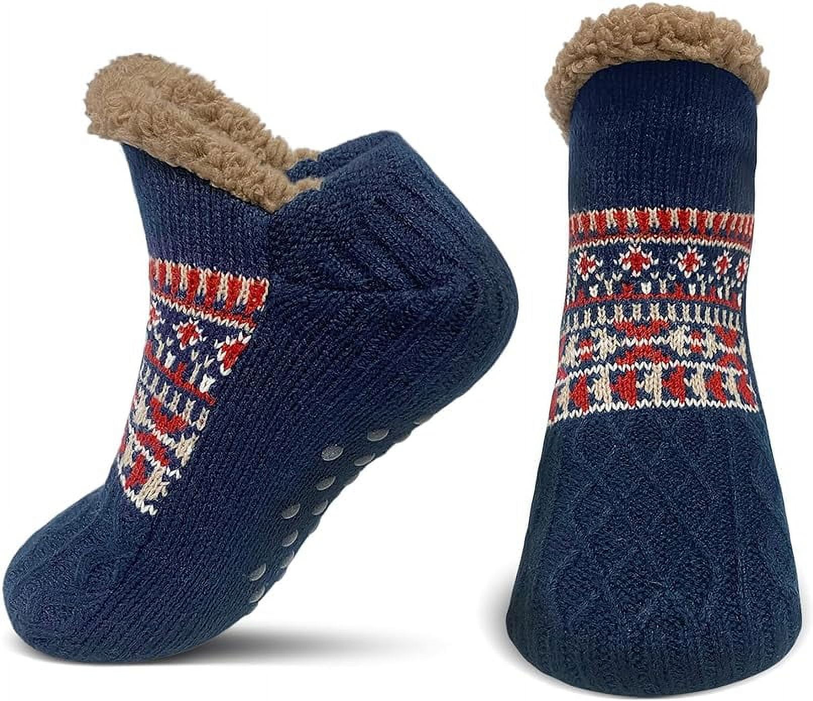 AMITOFO Slipper Socks for Men Thick Thermal Fuzzy Socks Winter Soft ...