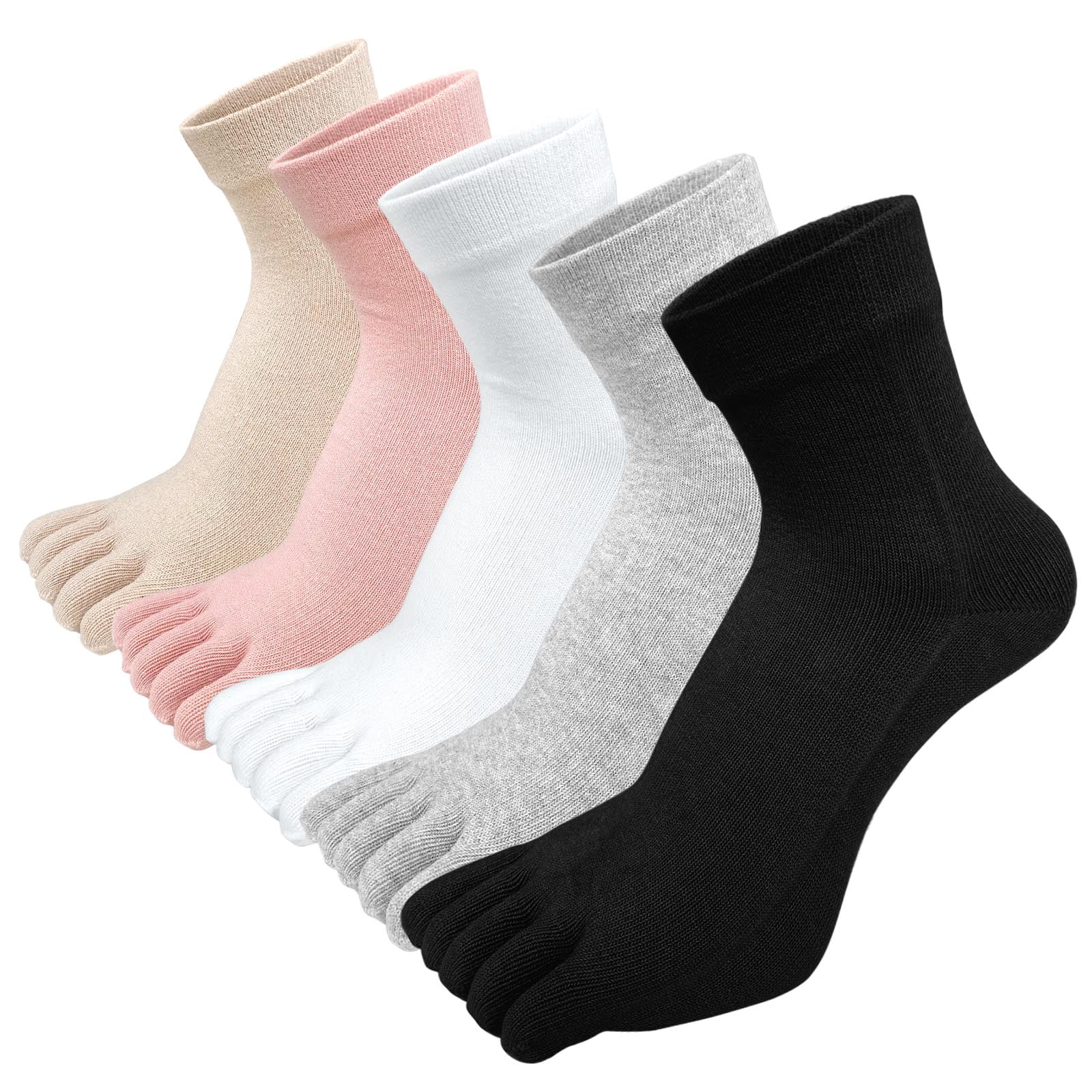 AMITOFO Women's Sweat Absorbing Cooling Toe Socks, Cotton Ankle ...