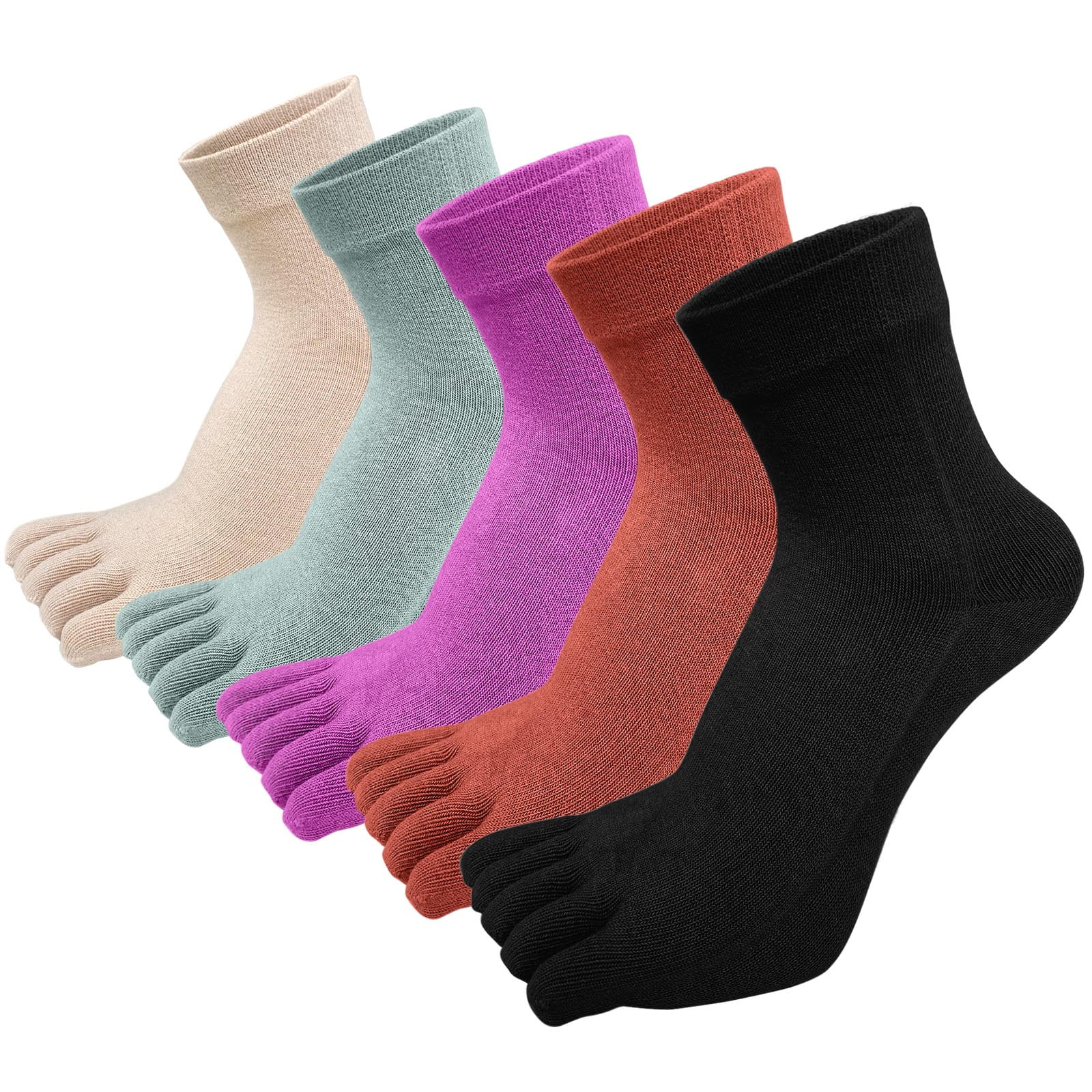 AMITOFO Toe Socks for Women Cotton Ankle Athletic Five Finger Socks ...