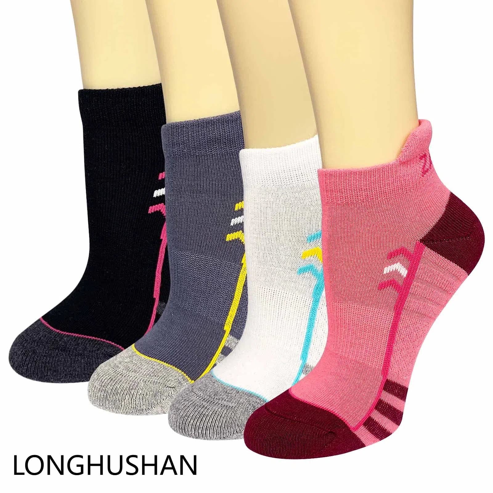 LONGHUSHAN Womens Ankle Socks Low Cut Athletic Running Socks Cotton ...