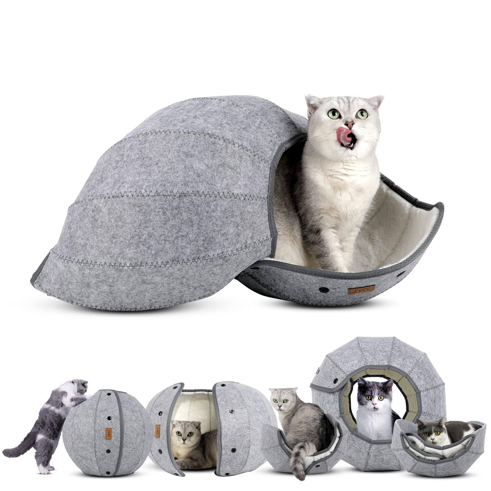 AMJ K·1 Cute Shell Cat Bed House Indoor, Cat Toys Ball Interactive ...