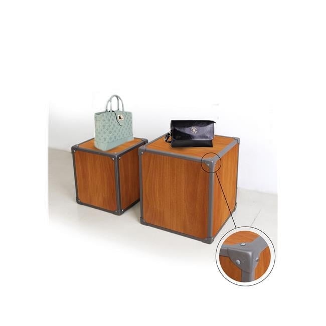 AMKO CUBE-1 Steel Edges Wood Cube Display - Small - Walmart.com