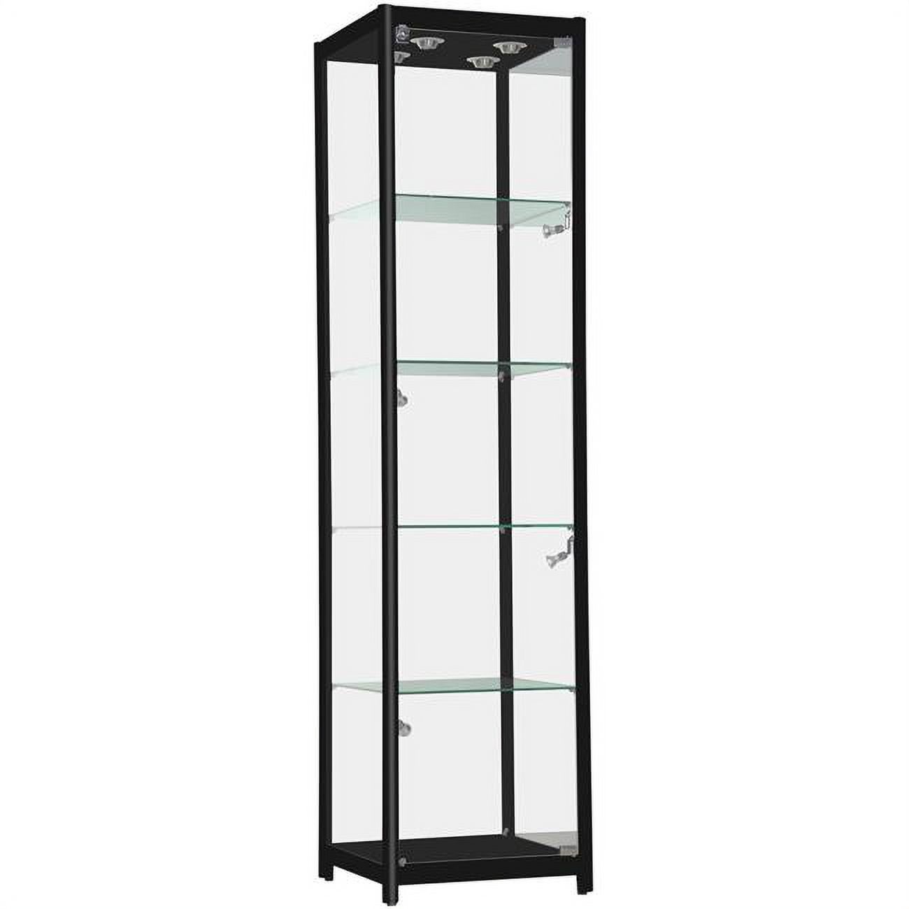 AMKO KDLC500-BK Square Aluminum Frame Showcase Display Case, Black ...