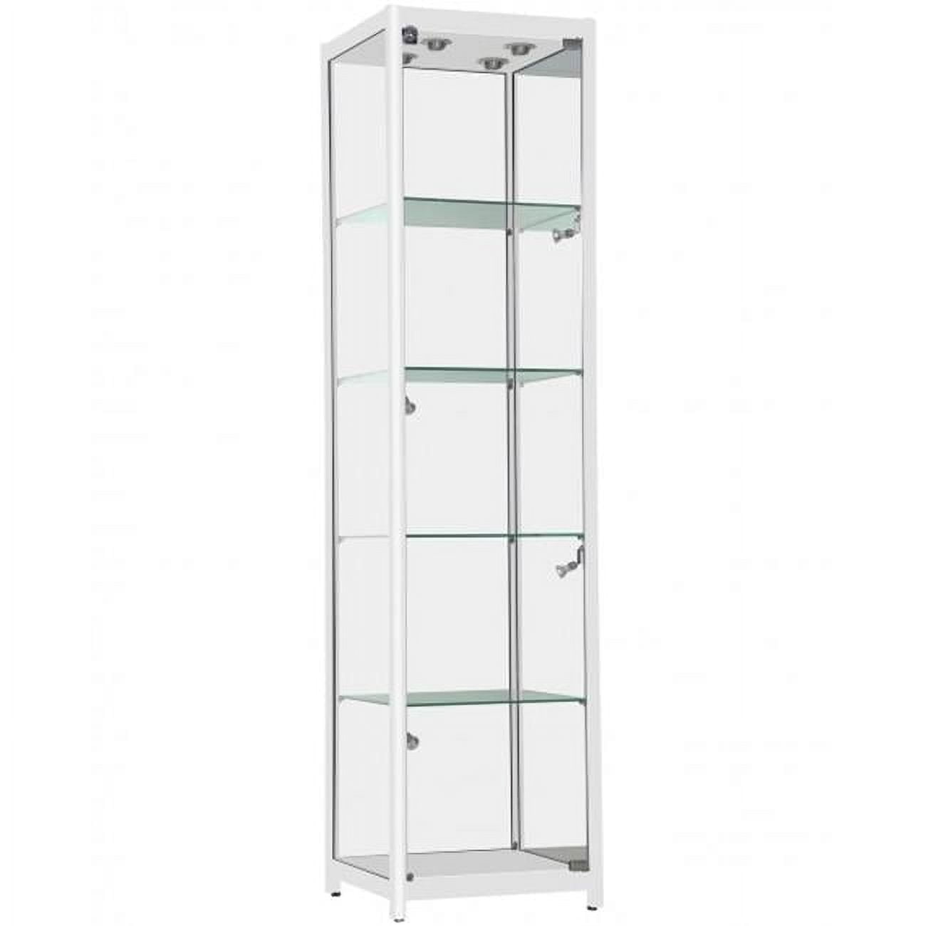 AMKO KDLC500-WH Square Aluminum Frame Showcase Display Case, White ...