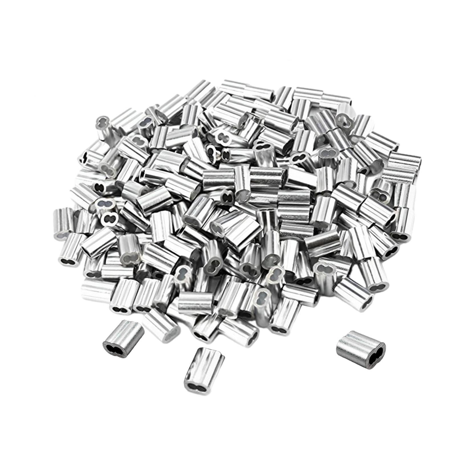 AMLESO 200 Pieces Aluminum Sleeves Wire Rope Sleeves Fixing Clips with ...