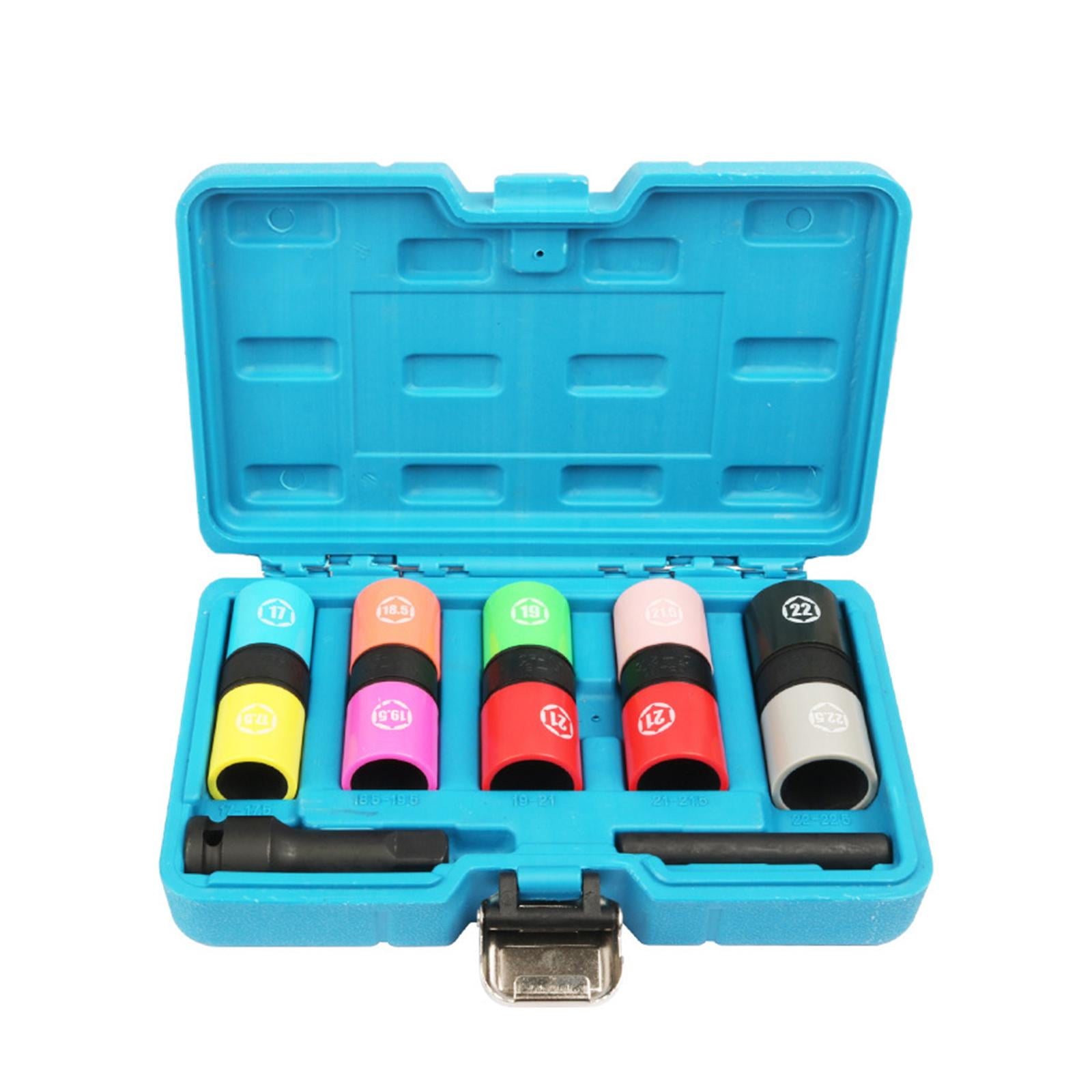 AMLESO 7Pcs 1/2" Drive Lug Nut Flip Hex Socket Set Metric Size ...