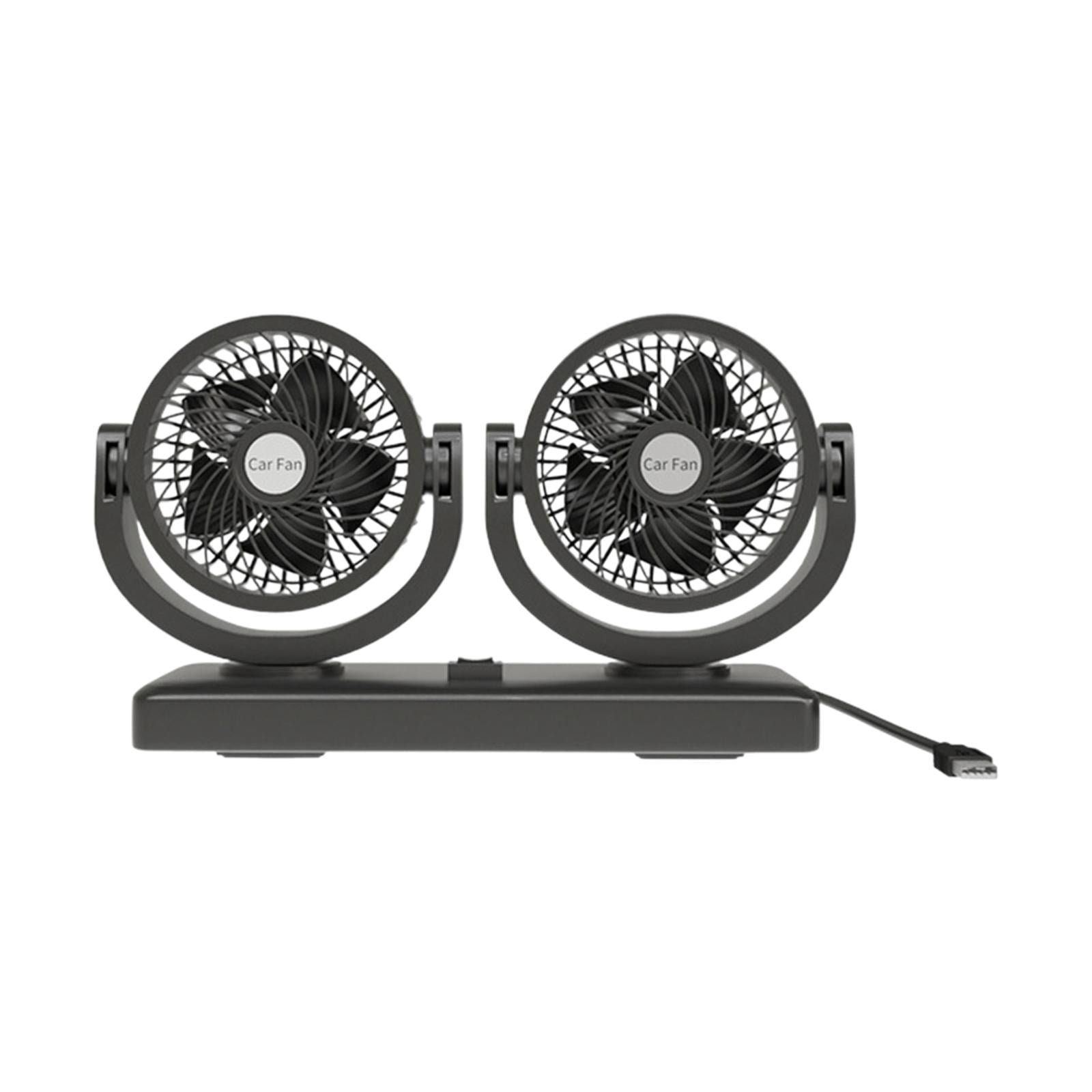 AMLESO Generic Car Fan Double Head Fan Powerful 360° Rotation 2 Speeds ...