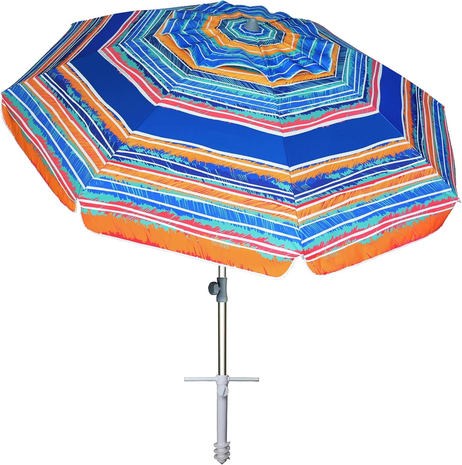 AMMSUN 7ft Heavy Duty High Wind Beach Umbrella Parasols with sand ...