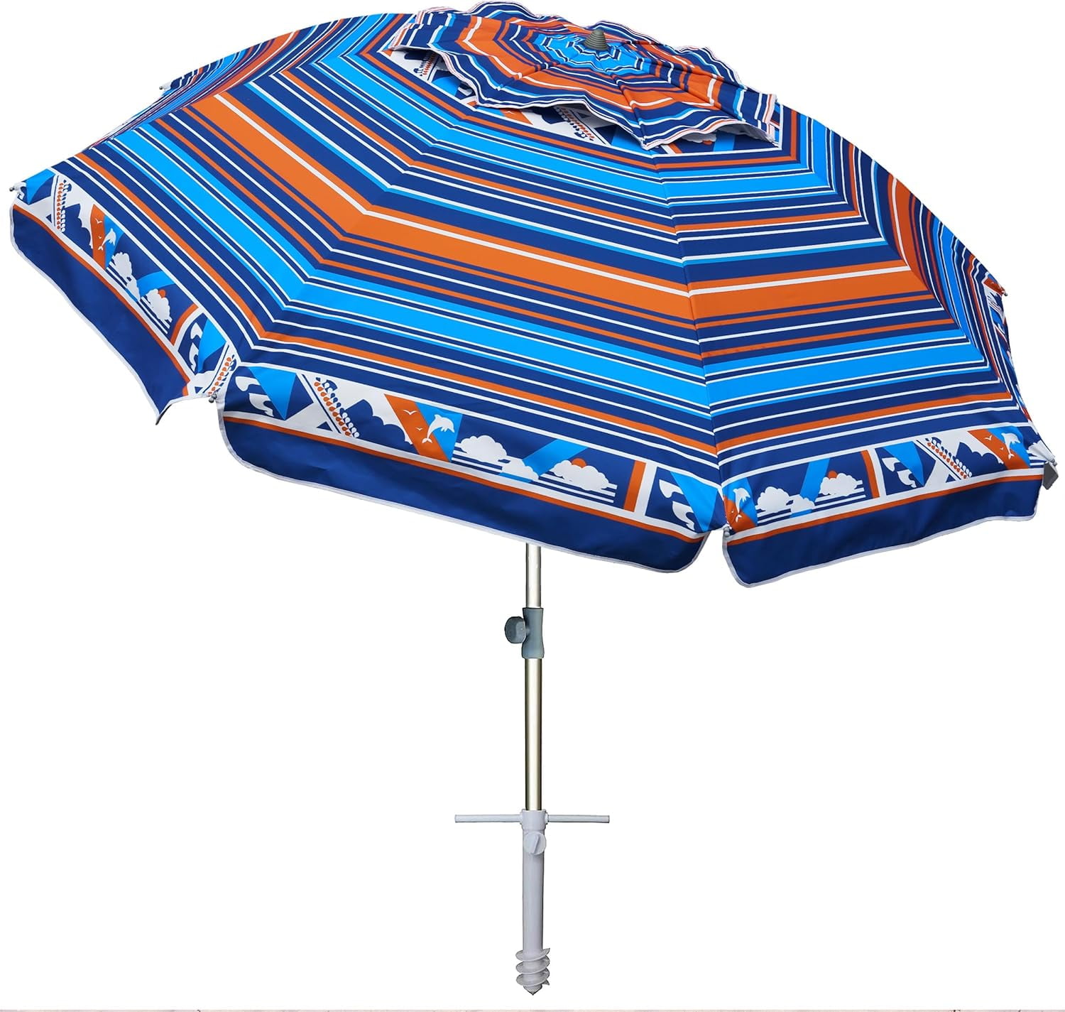AMMSUN 7ft Heavy Duty High Wind Beach Umbrella Parasols with sand ...