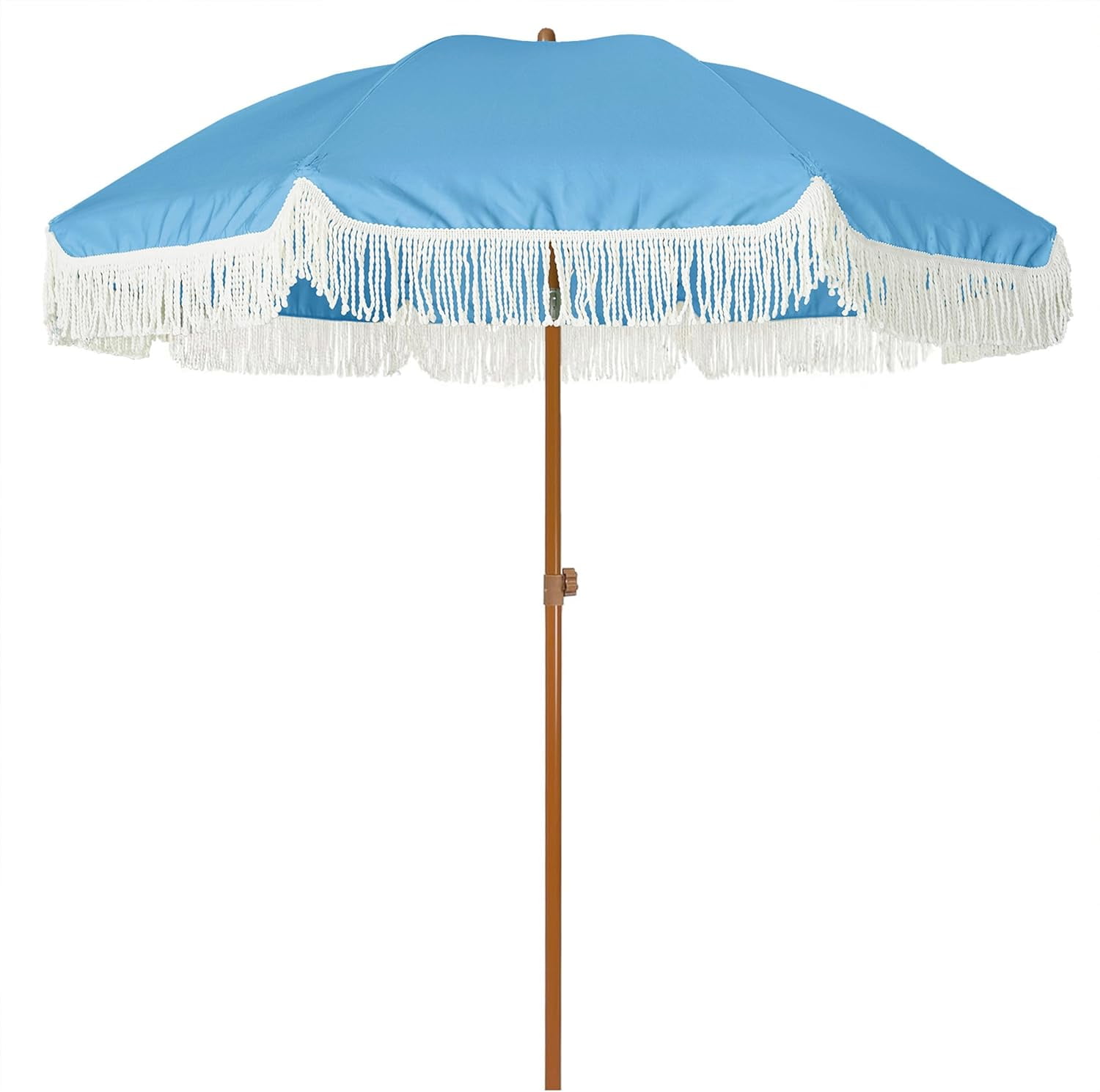 AMMSUN 7ft Patio Umbrella with Fringe Outdoor Tassel Umbrella UPF50 ...