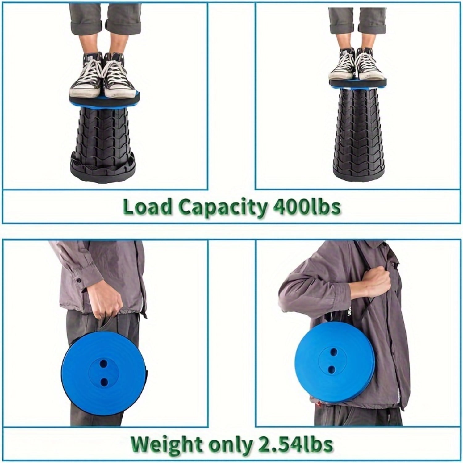 AMNGST Ultra-Lightweight Portable Folding Stool - 400LB Capacity Extra ...