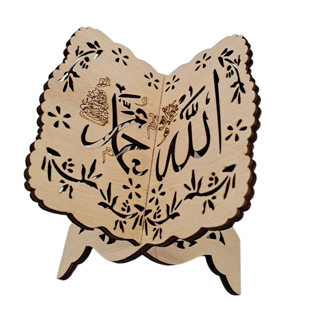 AMNHDO Wooden Eid Al-Fitr Islamic Book Shelf Bible Quran Book Stand ...