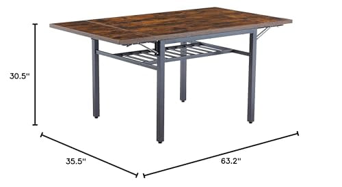 AMNOOL Folding Dining Table 1.2 Inch Thick Table Top Rectangle ...