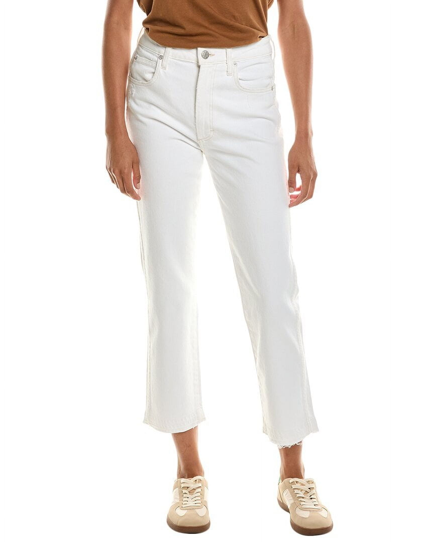 AMO DENIM womens AMO Chloe Released Hem White Sand Crop Jean, 23, White ...