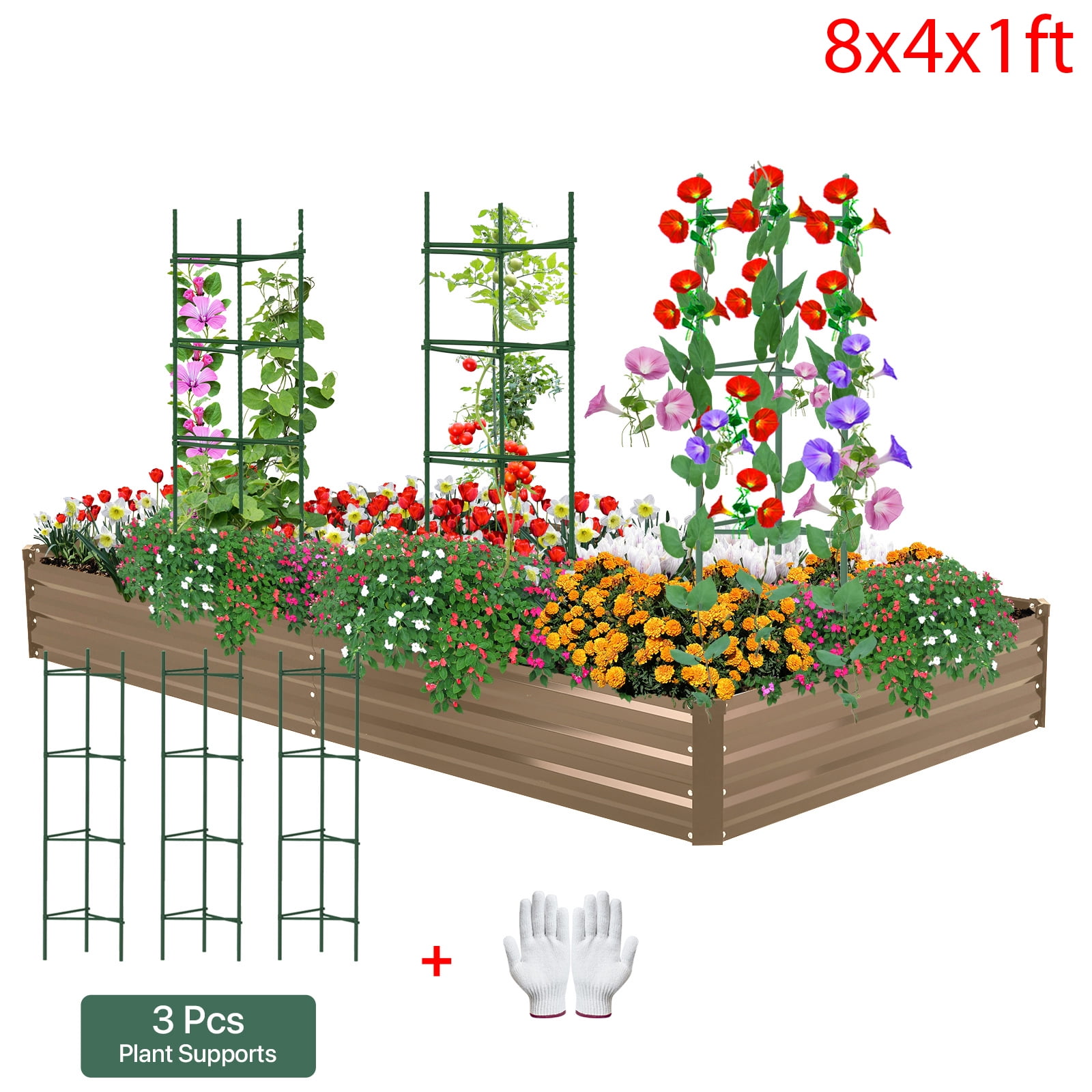 Amobro 8'x4'x1' Raised Garden Bed, Galvanized Metal Planter for ...