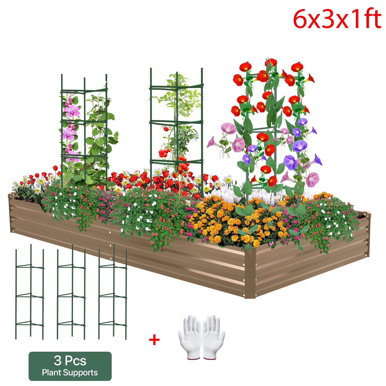 AMOBORO 6x3x1ft Galvanized Raised Garden Bed, Rust-Resistant Planter ...