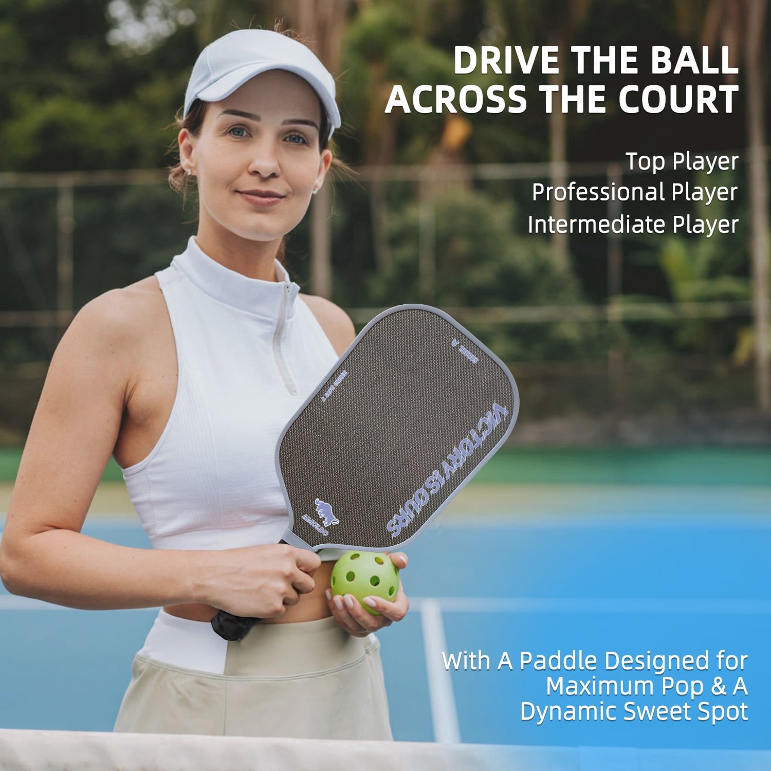AMOLDO Pickleball Paddle Cloth-Textured Titanium Gold Wire Hot-Pressed ...