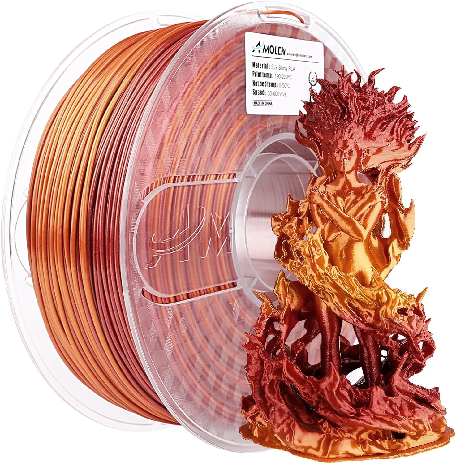 AMOLEN PLA 3D Printing Filament, PLA Filament 1.75mm Silk Shiny ...