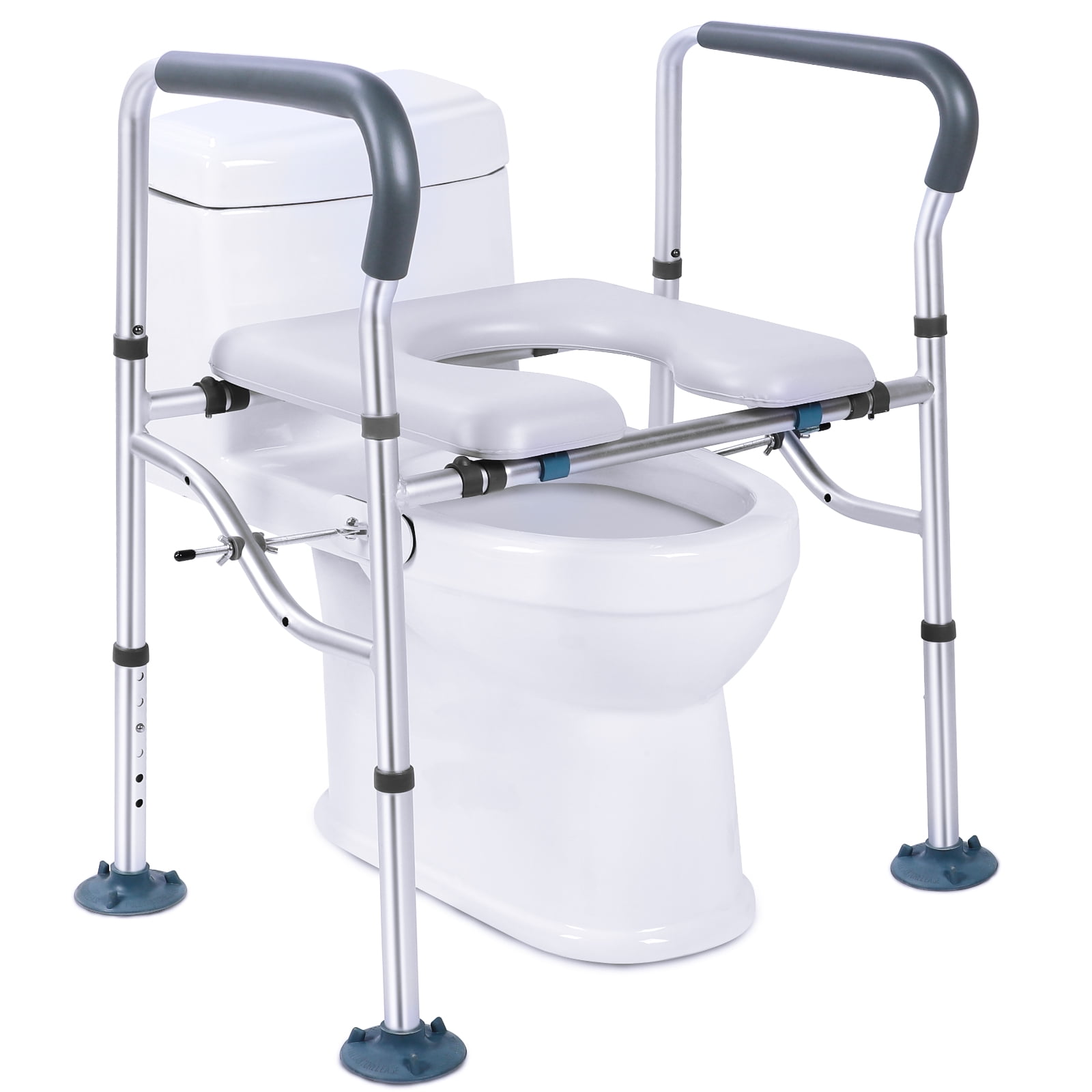 AMONSEE Raised Toilet Seat with Handles 400lbs, Adjustable Safety ...