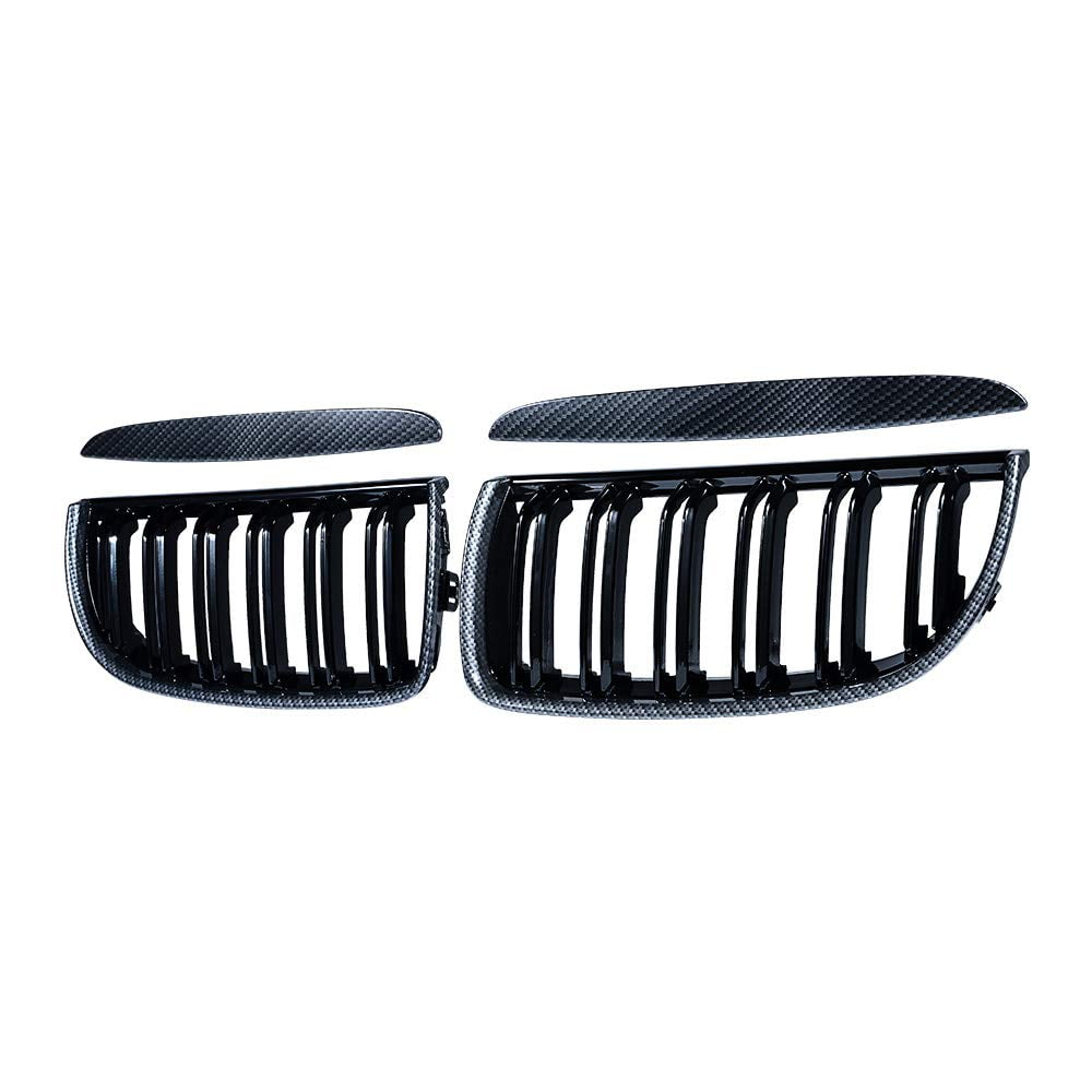 AMOPA Glossy Black Dual IFF17 Slats Grill Carbon Fiber Trim Kidney ...