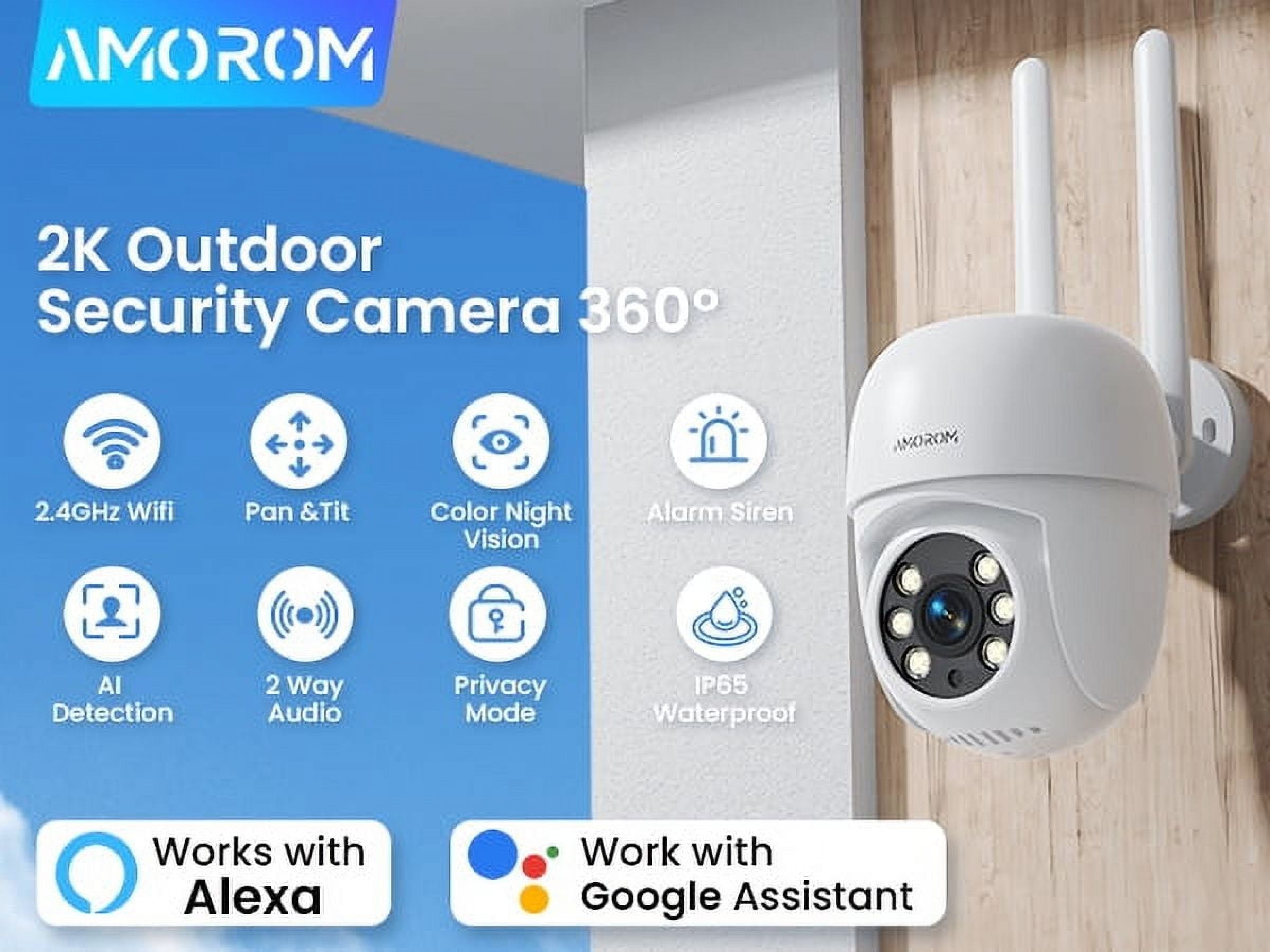 AMOROM AM-S1 3MP Security Camera with Full-Color Night Vision, 2K ...