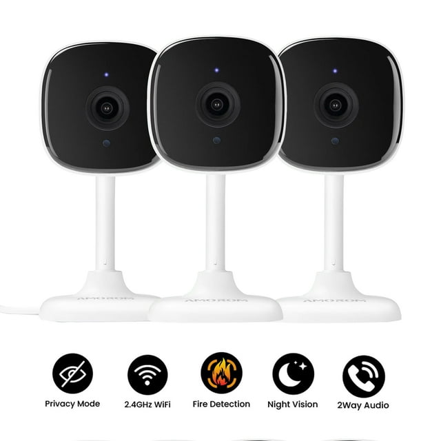 AMOROM Indoor Camera for Home Security 3 Pack, 1080p Baby Monitor with ...