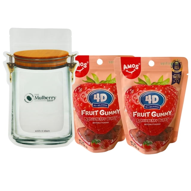 AMOS 4D Fruit Gummy Strawberry Burst, 3D Shaped Juice-Filled Fruity ...