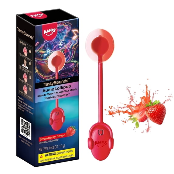 AMOS Music Lollipop Singing Lollipop with Natural Strawberry Flavor and ...