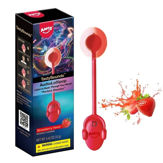 AMOS Music Lollipop Singing Lollipop with Natural Strawberry Flavor and ...