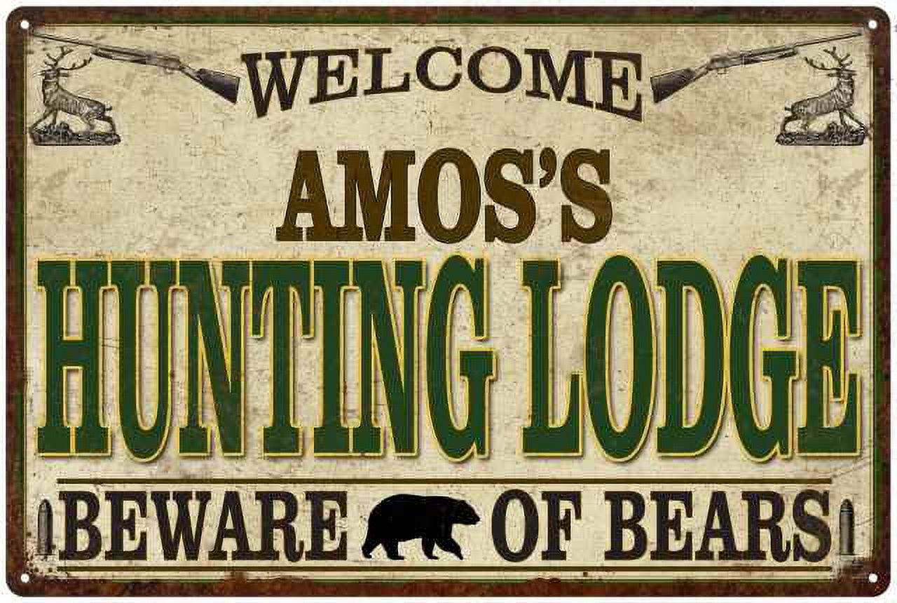 AMOS'S Hunting Lodge Sign Man Cave 8x12 Metal Sign 208120085473 ...