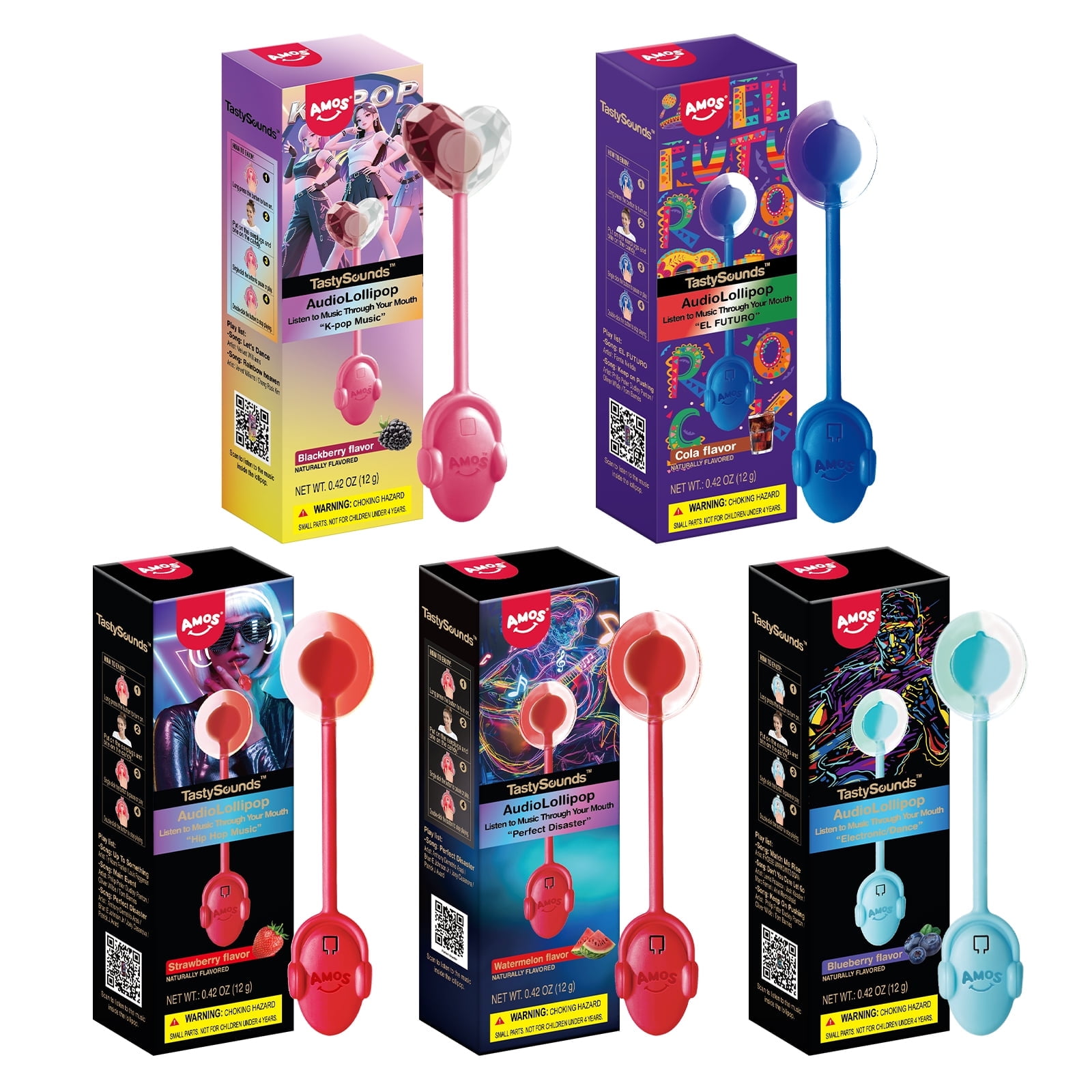 AMOS Tasty Sounds Music Lollipop, Audio Lollipop Sugar Free Candy ...