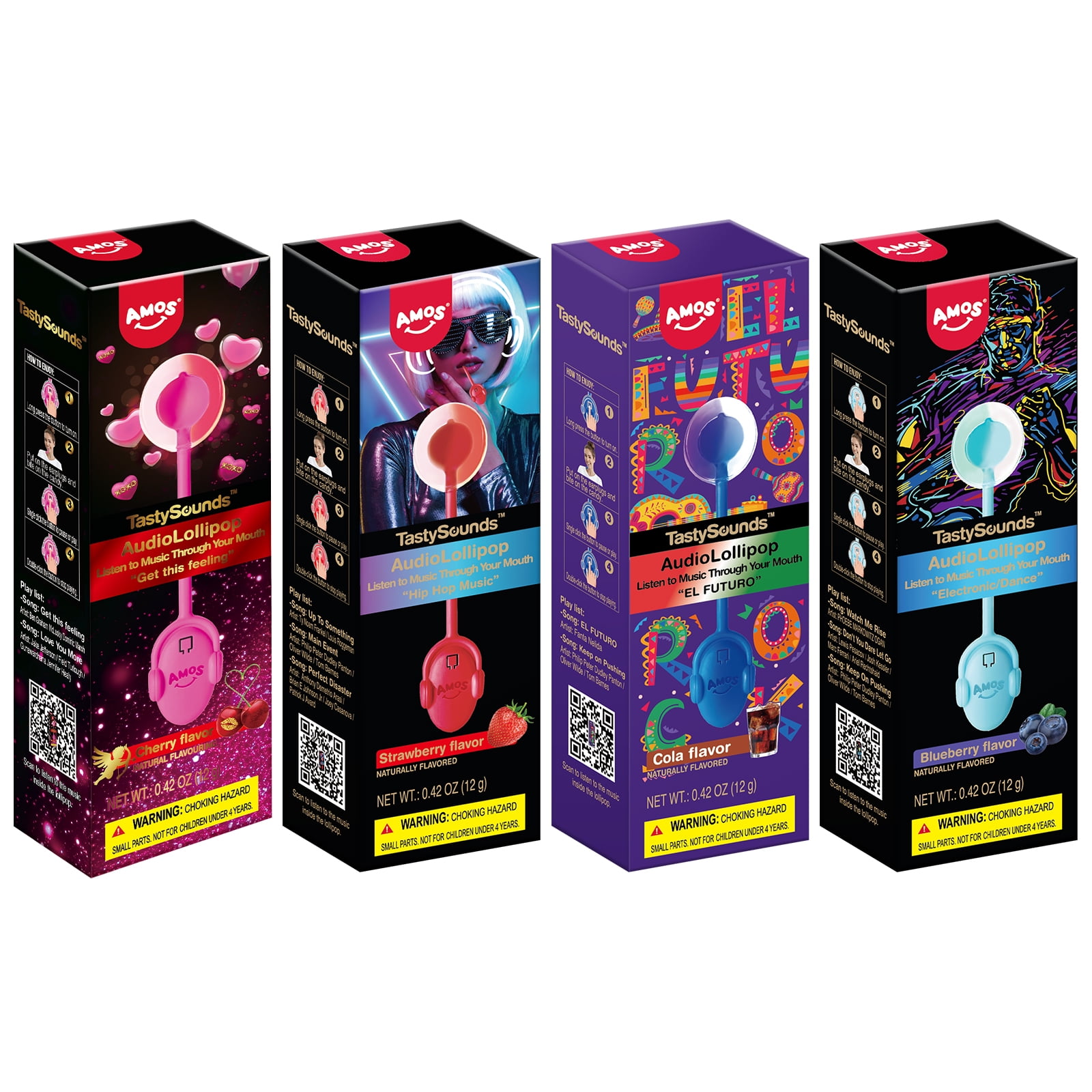 AMOS Tasty Sounds Music Lollipop Candy, Singing Music Variety Sugar ...