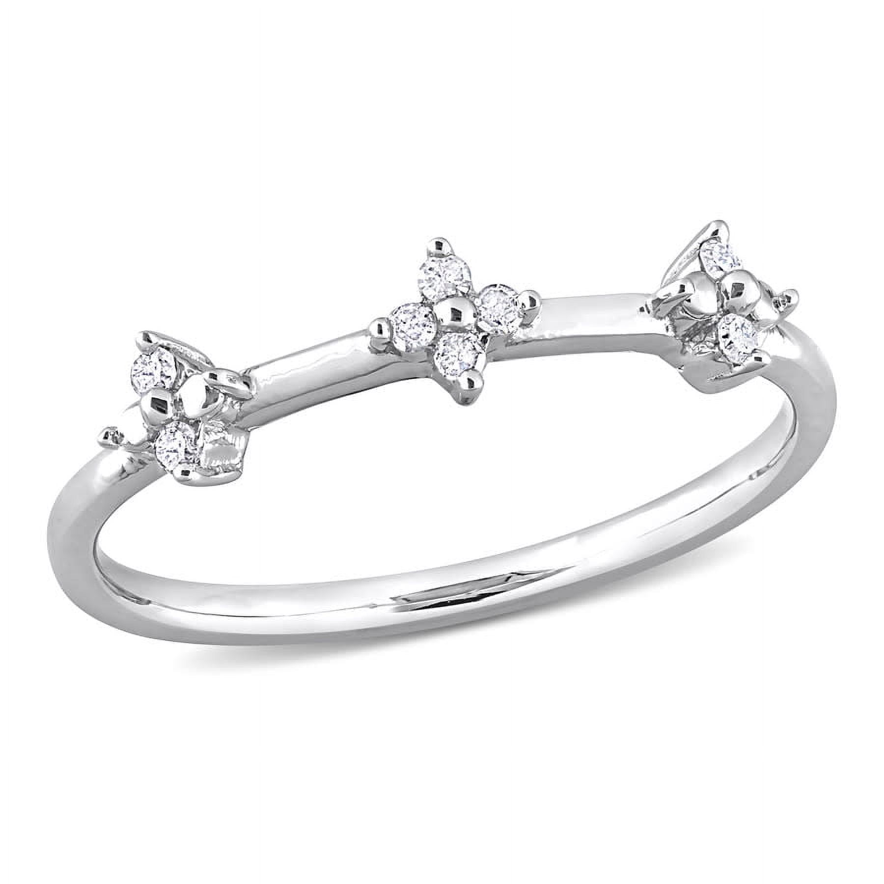 AMOUR 1/10 CT TW Diamond Floral Promise Ring In Sterling Silver ...