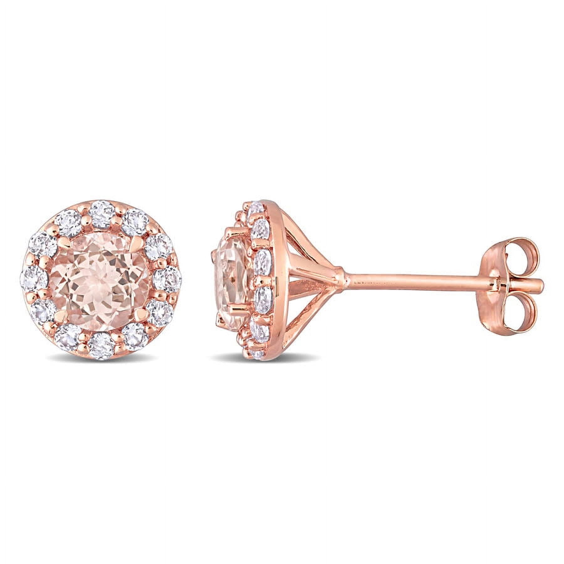 AMOUR 1 3/4 CT TGW Morganite and White Topaz Stud Earrings In 14K Rose ...